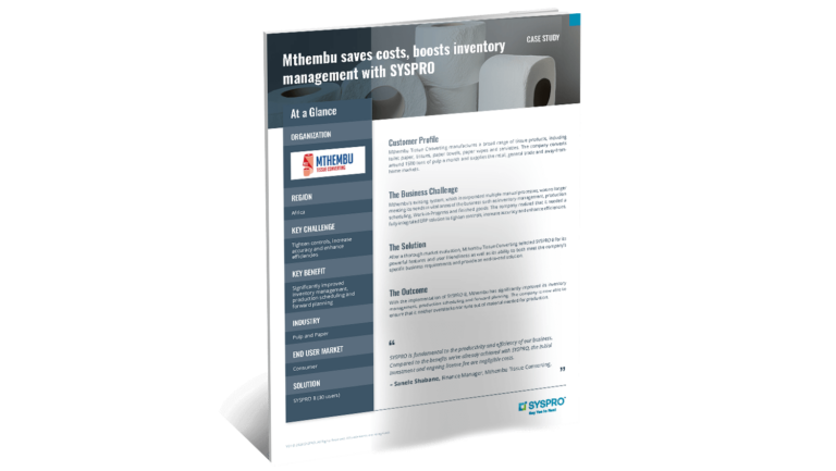 Mthembu Saves Costs With SYSPRO | SYSPRO EMEA